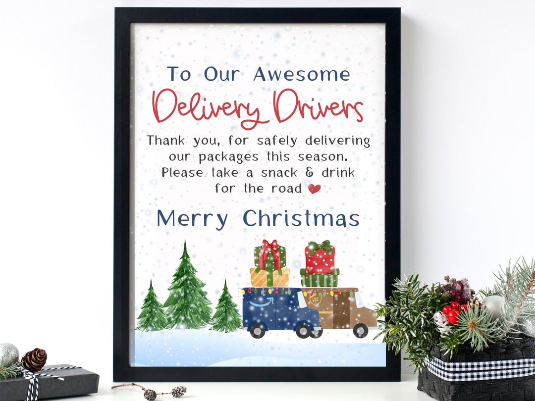 Delivery Driver Thank You Sign | Take A Snack Sign | UPS Amazon and ...