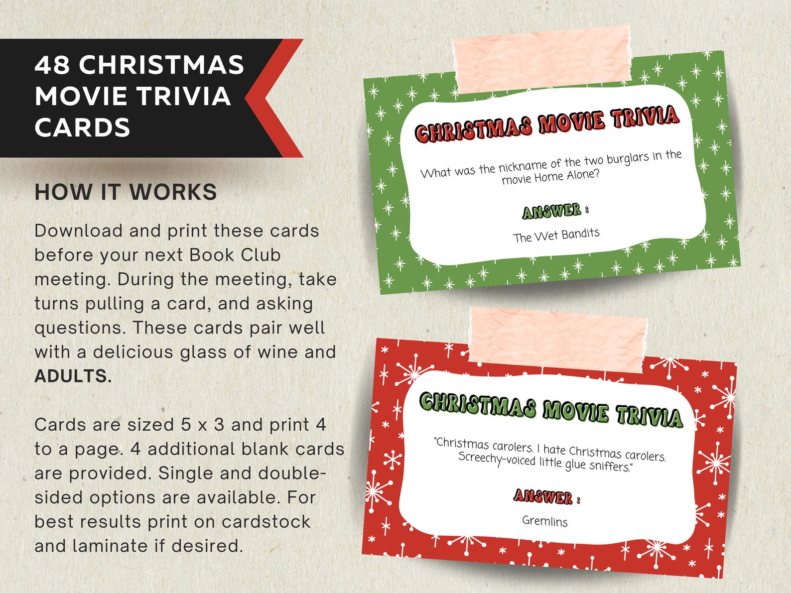 Christmas Movie Trivia Game | Christmas Party Game | Holiday Printables ...