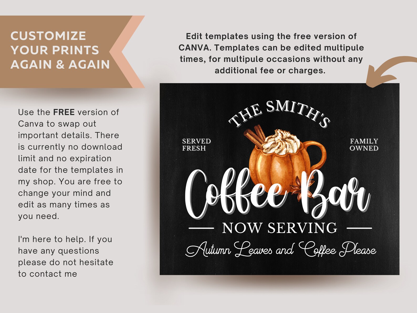 Pumpkin Coffee Bar Sign | Fall Coffee Bar Sign | Hot Cocoa Sign ...