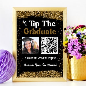 Graduation Party Sign | Graduation Gift Sign | QR Code Sign | Tip the ...