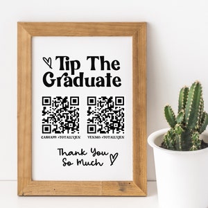 Graduation Party Sign | Graduation Gift Sign | QR Code Sign | Tip the ...