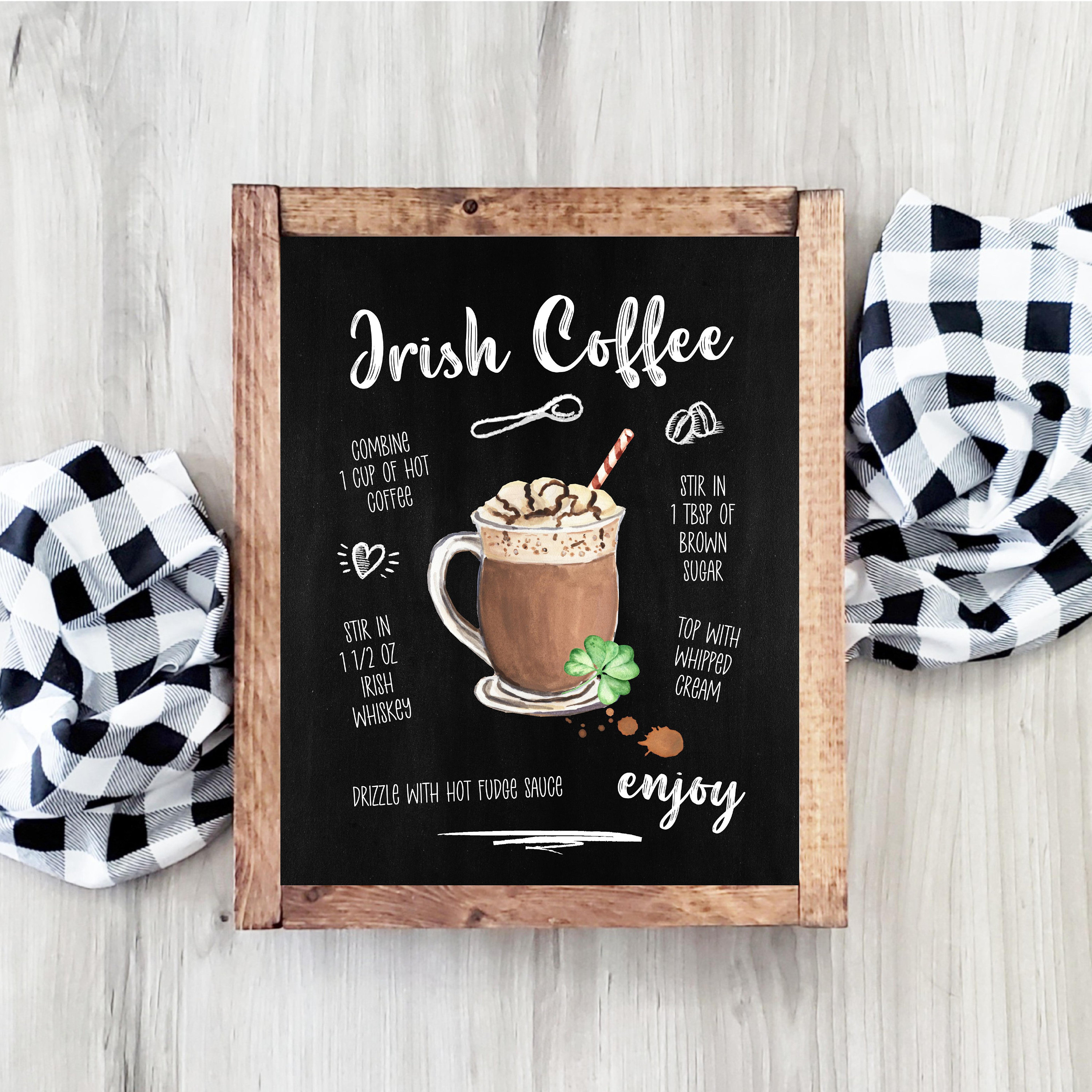 Irish Coffee Sign | Coffee Bar Sign | St Patrick's Day Wall Art | St ...