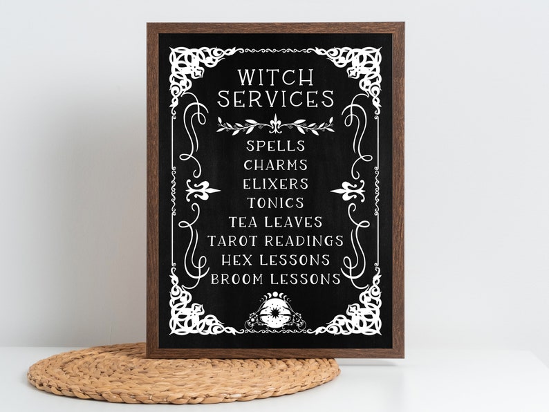 Witch Services Sign | Halloween Printable | Vintage Halloween Decor ...