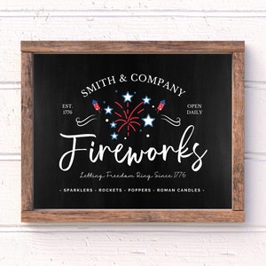 4th of July Printable | Fourth of July Fireworks Sign | Patriotic Decor ...