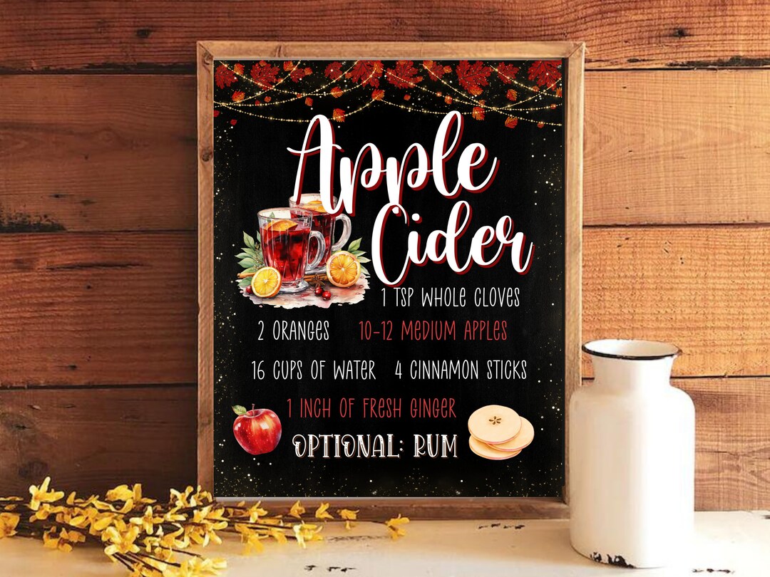Fall Coffee Bar Sign | Apple Cider Recipe | Pumpkin Spice Latte Sign ...