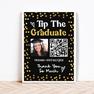 Graduation Gift Sign | Graduation Party Sign | QR Code Sign | Tip the ...
