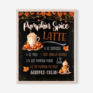 Fall Coffee Bar Sign Pumpkin Spice Latte Sign Hot Cocoa Print Pumpkin ...