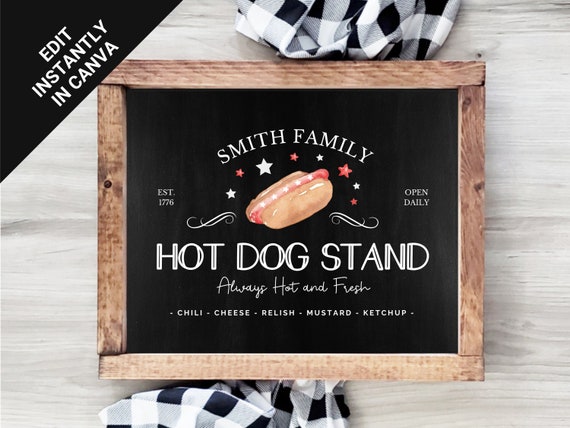 Hot Dog Stand Sign 4th of July Printable Fourth of July | Etsy