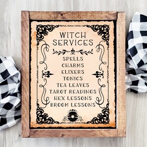 Witch Services Sign | Halloween Printable | Vintage Halloween Decor ...
