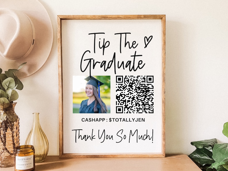Graduation Party Sign | QR Code Sign | Tip the Graduate | Venmo Sign ...