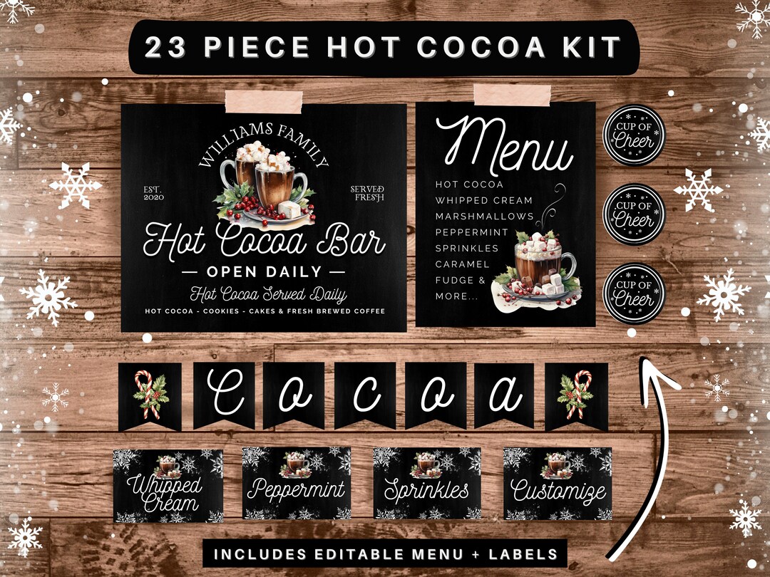 Hot Chocolate Bar Printable Kit | Hot Cocoa Sign | Coffee Bar Decor ...