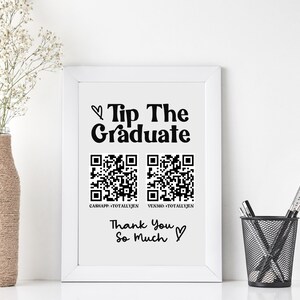 Graduation Party Sign | Graduation Gift Sign | QR Code Sign | Tip the ...