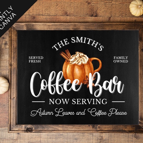 Pumpkin Spice Latte Sign Fall Coffee Bar Hot Cocoa Print - Etsy