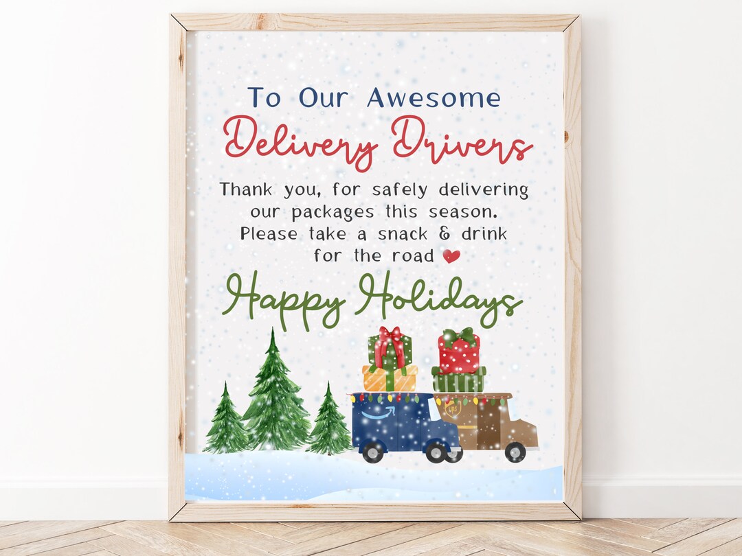 Delivery Driver Thank You Sign | Take A Snack Sign | UPS Amazon and ...