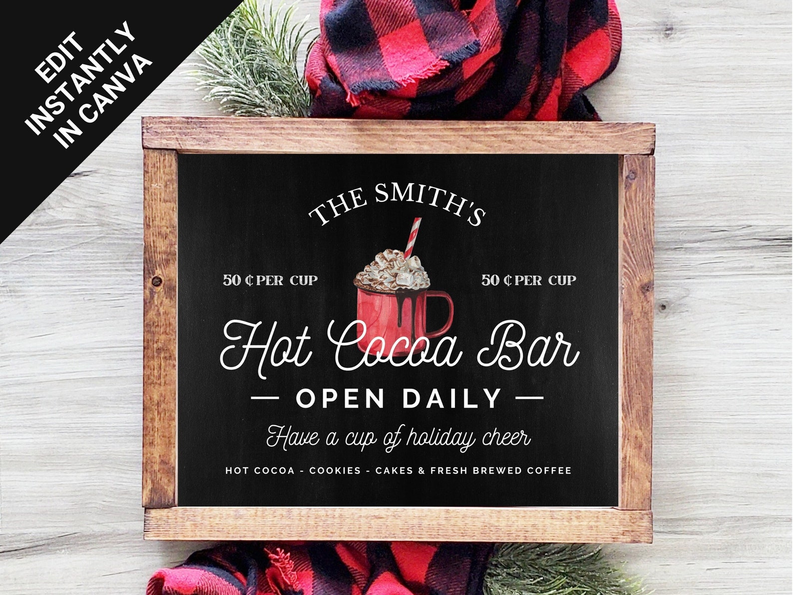 Hot Cocoa Sign Personalized Hot Chocolate Sign Coffee Bar - Etsy