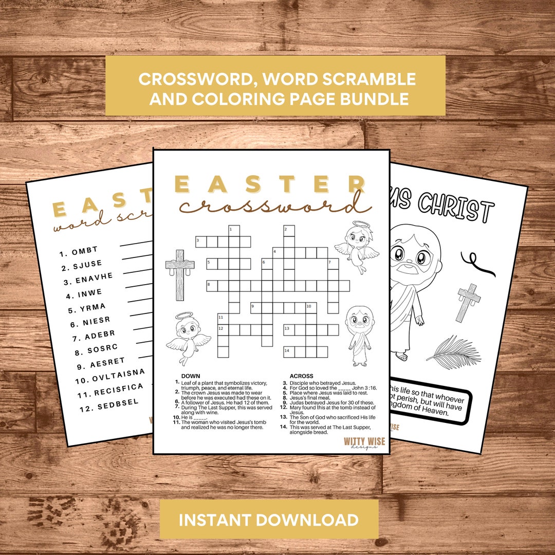 Bible Easter Activities | Biblical Easter Crossword | Easter Word ...