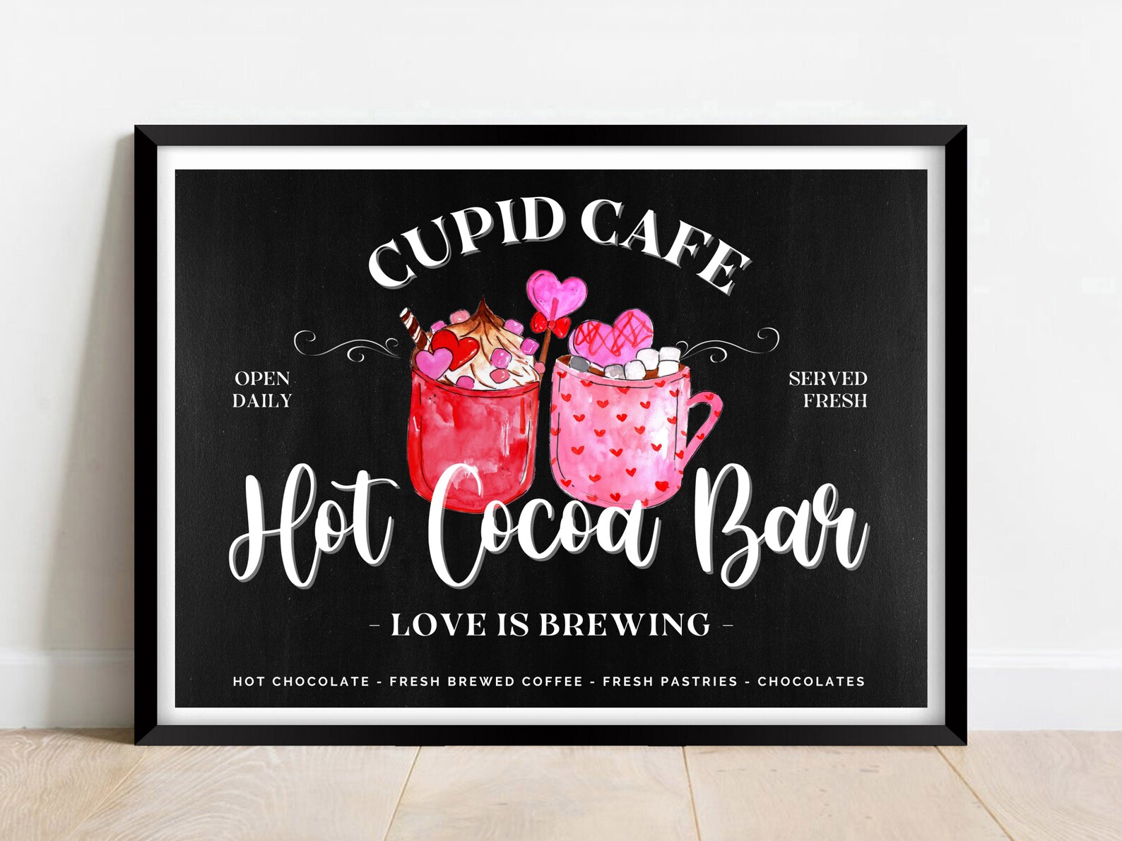 Valentine's Day Printable Wall Art | Hot Cocoa Sign | Valentine's Day ...