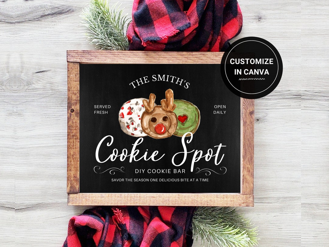 Christmas Cookie Bar Sign Personalized Sign Christmas Party Printables ...