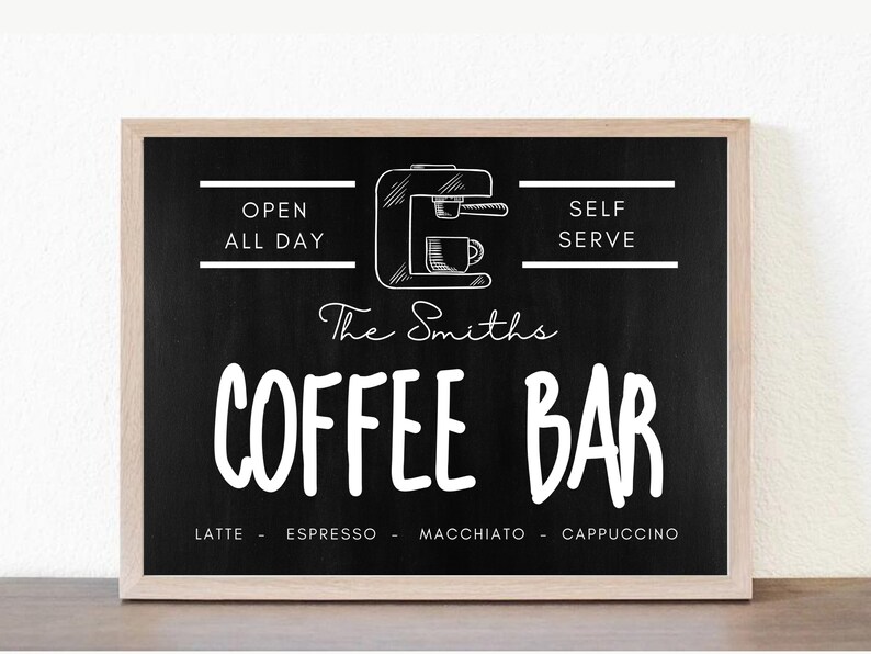 Coffee Bar Sign Personalized Coffee Sign Printable Wall - Etsy