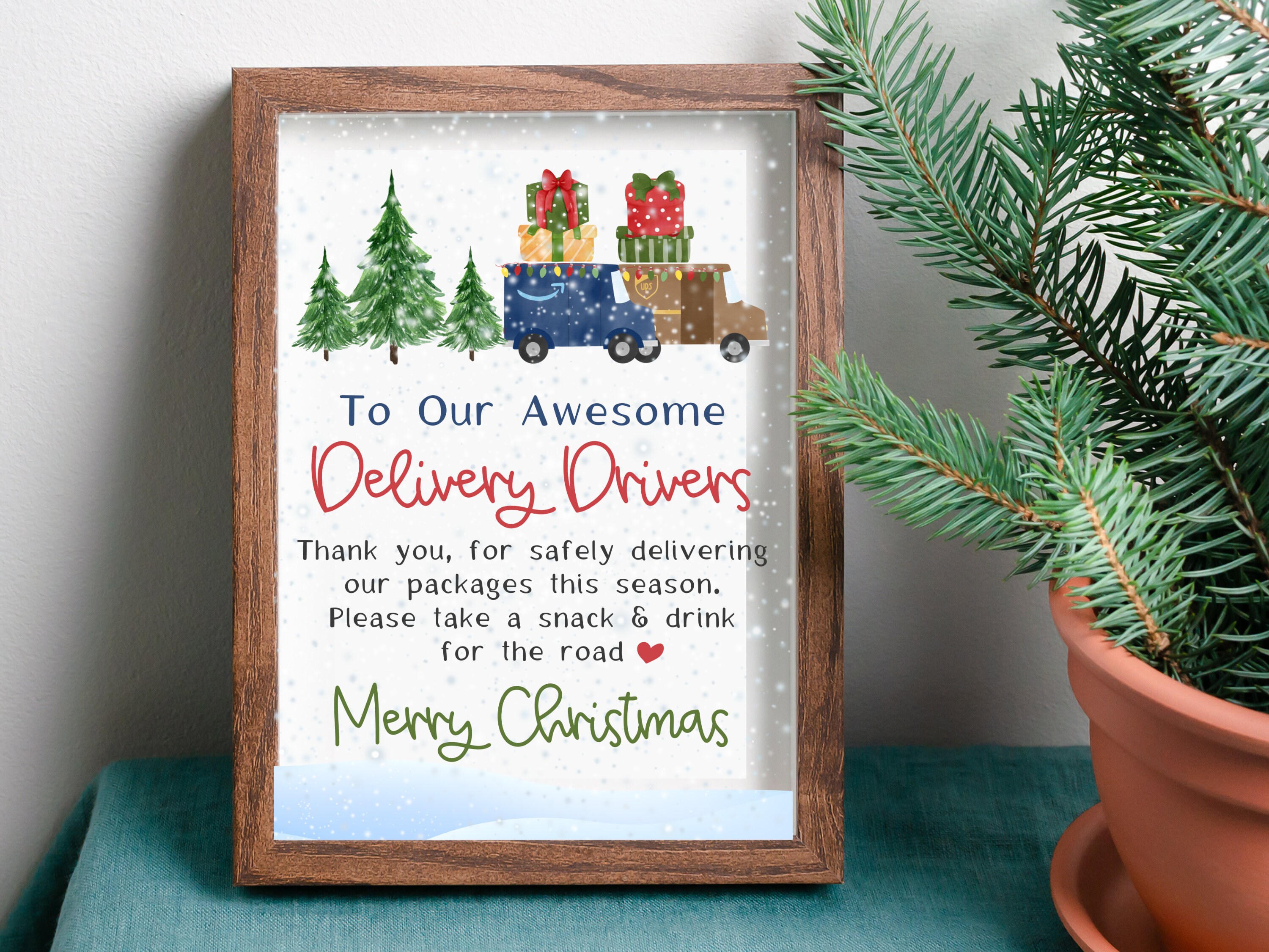 Delivery Driver Thank You Sign | Take A Snack Sign | UPS Amazon and ...