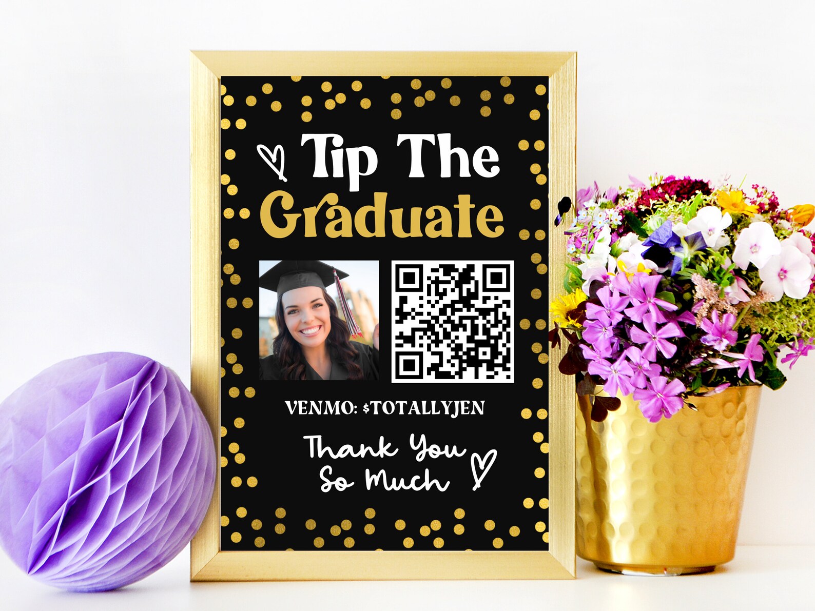 Graduation Gift Sign | Graduation Party Sign | QR Code Sign | Tip the ...