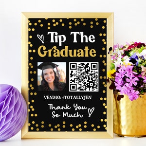 Graduation Gift Sign | Graduation Party Sign | QR Code Sign | Tip the ...