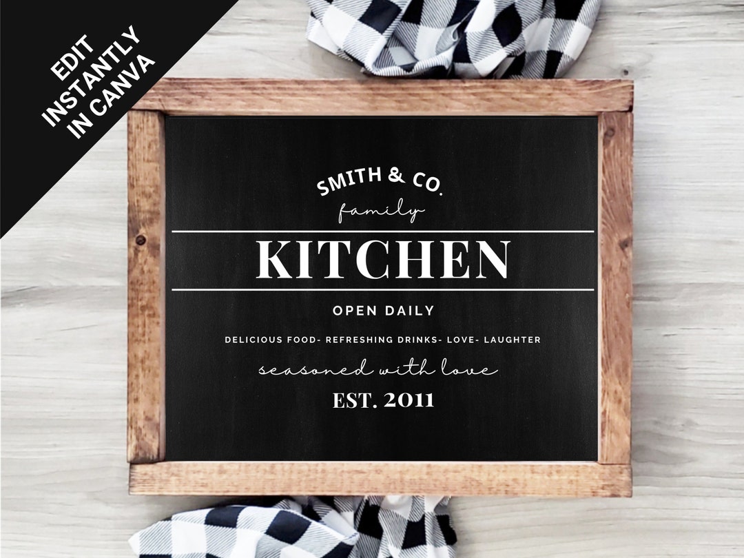 Vintage Kitchen Sign | Printable Wall Art | Personalized Last Name Sign ...