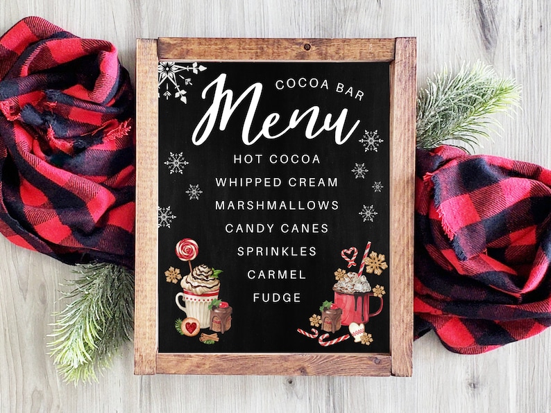 Hot Cocoa Bar Menu Personalized Hot Chocolate Sign Coffee - Etsy