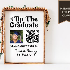 Graduation Party Sign | QR Code Sign | Tip the Graduate | Venmo Sign ...