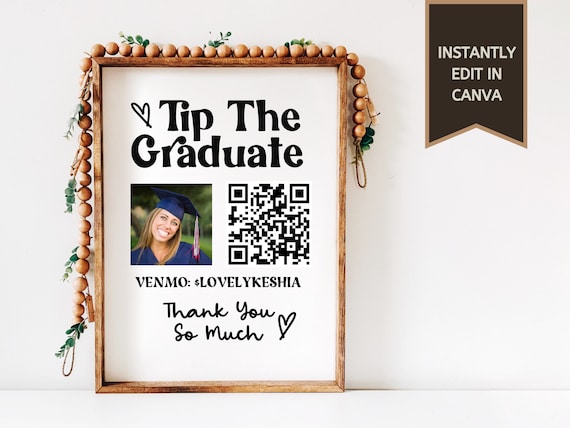 Graduation Party Sign QR Code Sign Tip the Graduate - Etsy