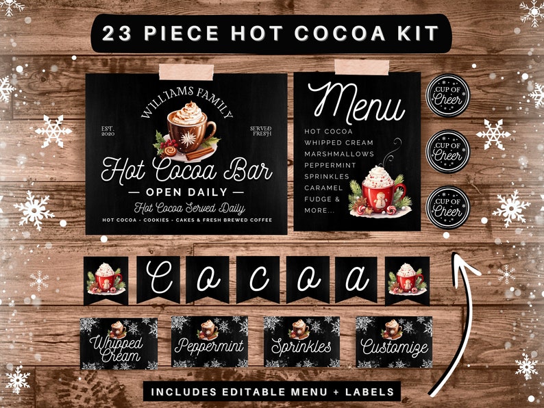 Hot Chocolate Bar Printable Kit | Hot Cocoa Sign | Coffee Bar Decor ...