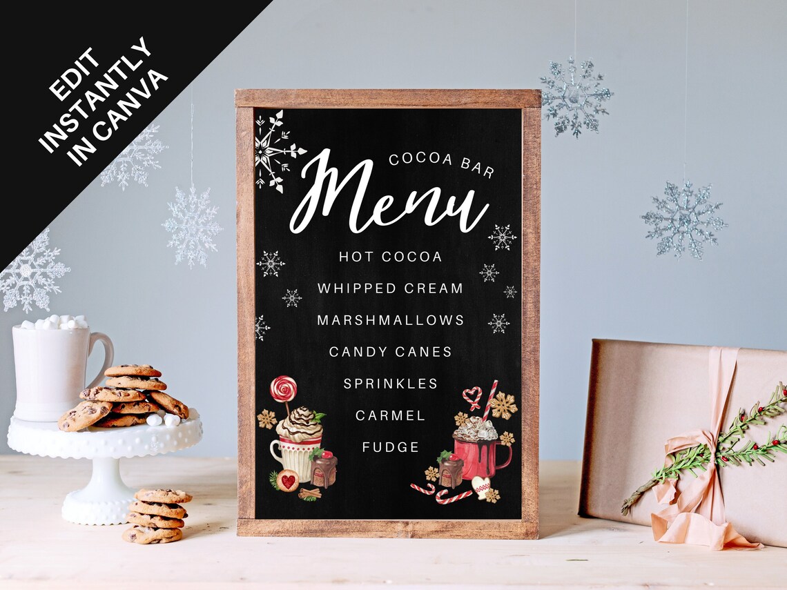 Hot Cocoa Bar Menu Personalized Hot Chocolate Sign Coffee - Etsy