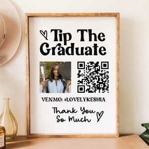 Graduation Party Sign | QR Code Sign | Tip the Graduate | Venmo Sign ...