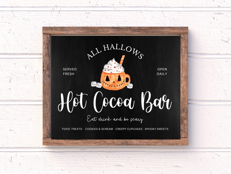Halloween Coffee Bar Sign | All Hallows Eve Decor | Halloween Wall Art ...