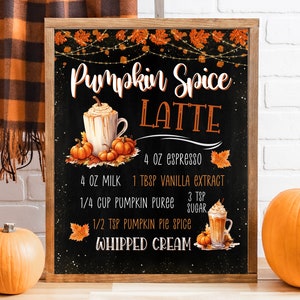 Fall Coffee Bar Sign | Pumpkin Spice Latte Sign | Hot Cocoa Print ...