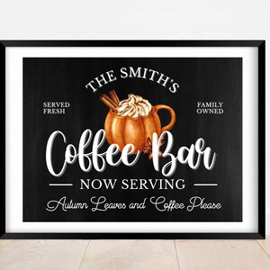 Pumpkin Coffee Bar Sign | Fall Coffee Bar Sign | Hot Cocoa Sign ...