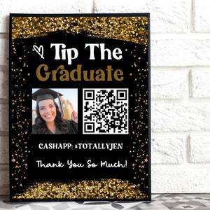Graduation Party Sign Graduation Gift Sign QR Code Sign Tip the ...