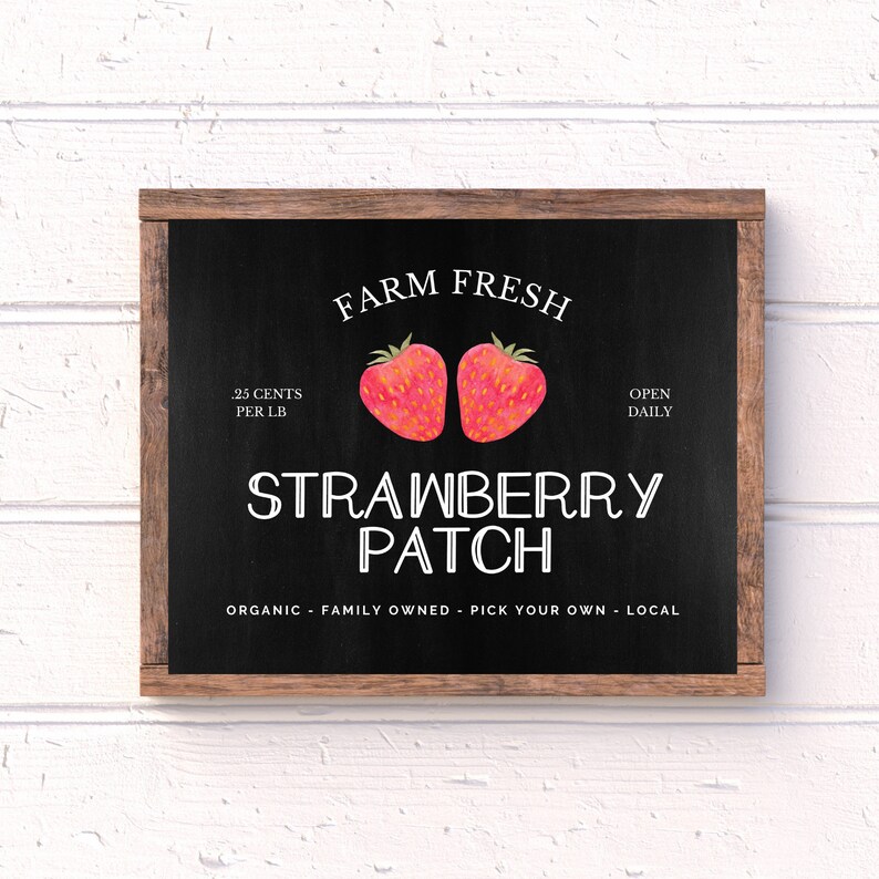 Farm Fresh Strawberries Sign Strawberry Decor Printable - Etsy