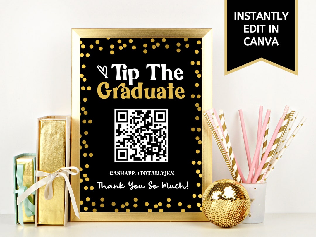 Graduation Gift Sign | Graduation Party Sign | QR Code Sign | Tip the ...