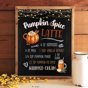 Pumpkin Spice Latte Sign Fall Coffee Bar Hot Cocoa Print - Etsy