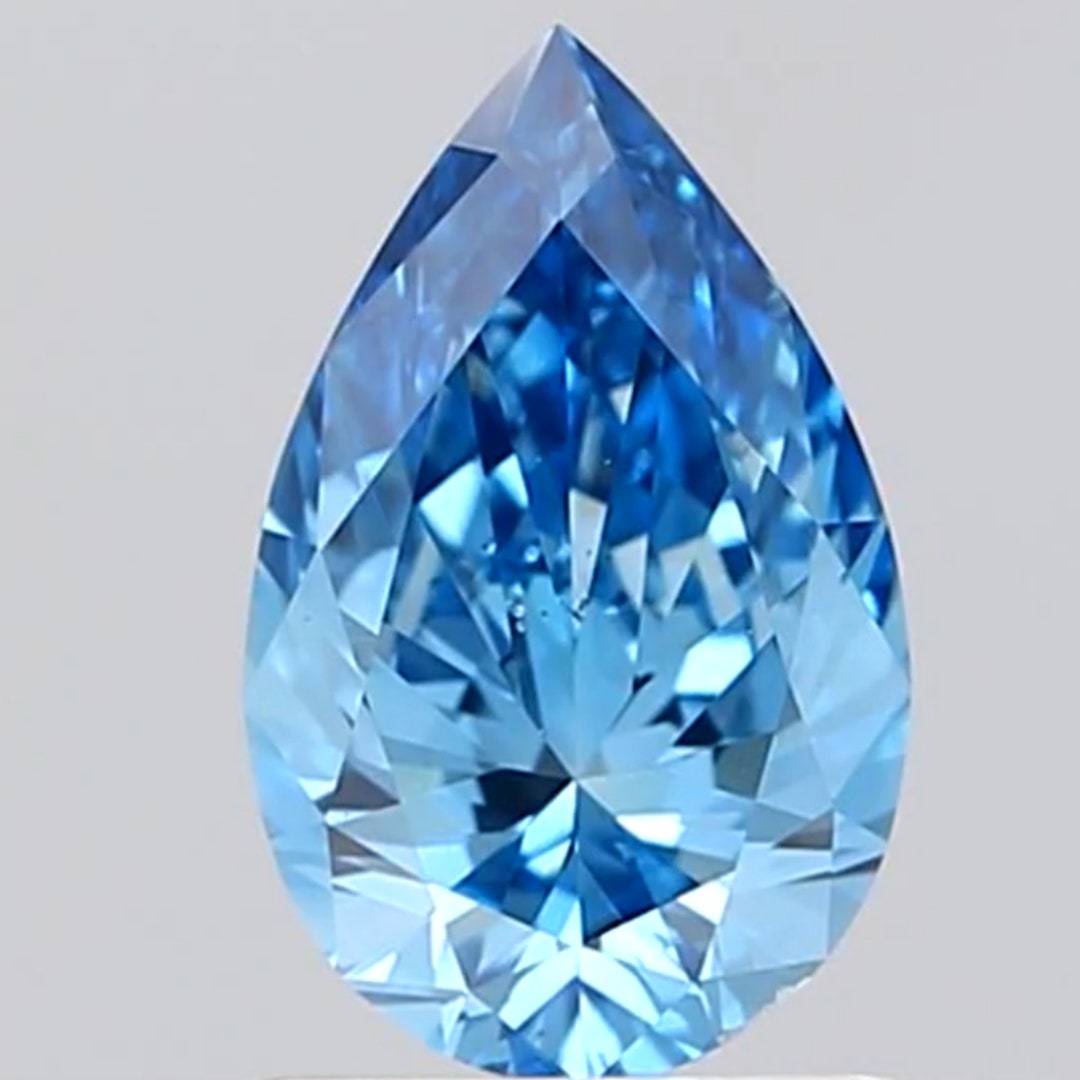 Fancy Vivid Blue Lab-gown Color Diamond Pear Modify Cut VVS to SI ...