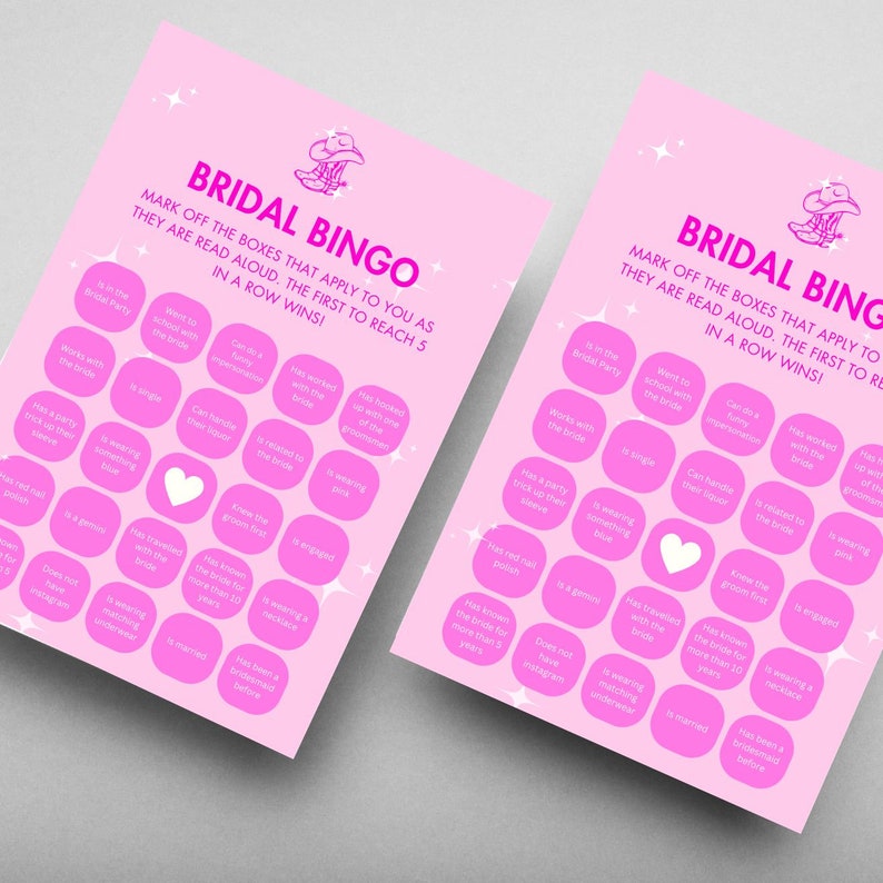 Bridal Bingo Game, Printable, Edit With Canva, Rodeo, Disco ...