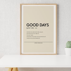 SZA Good Days / Lyric Poster / Wall Art / Home Decor - Etsy