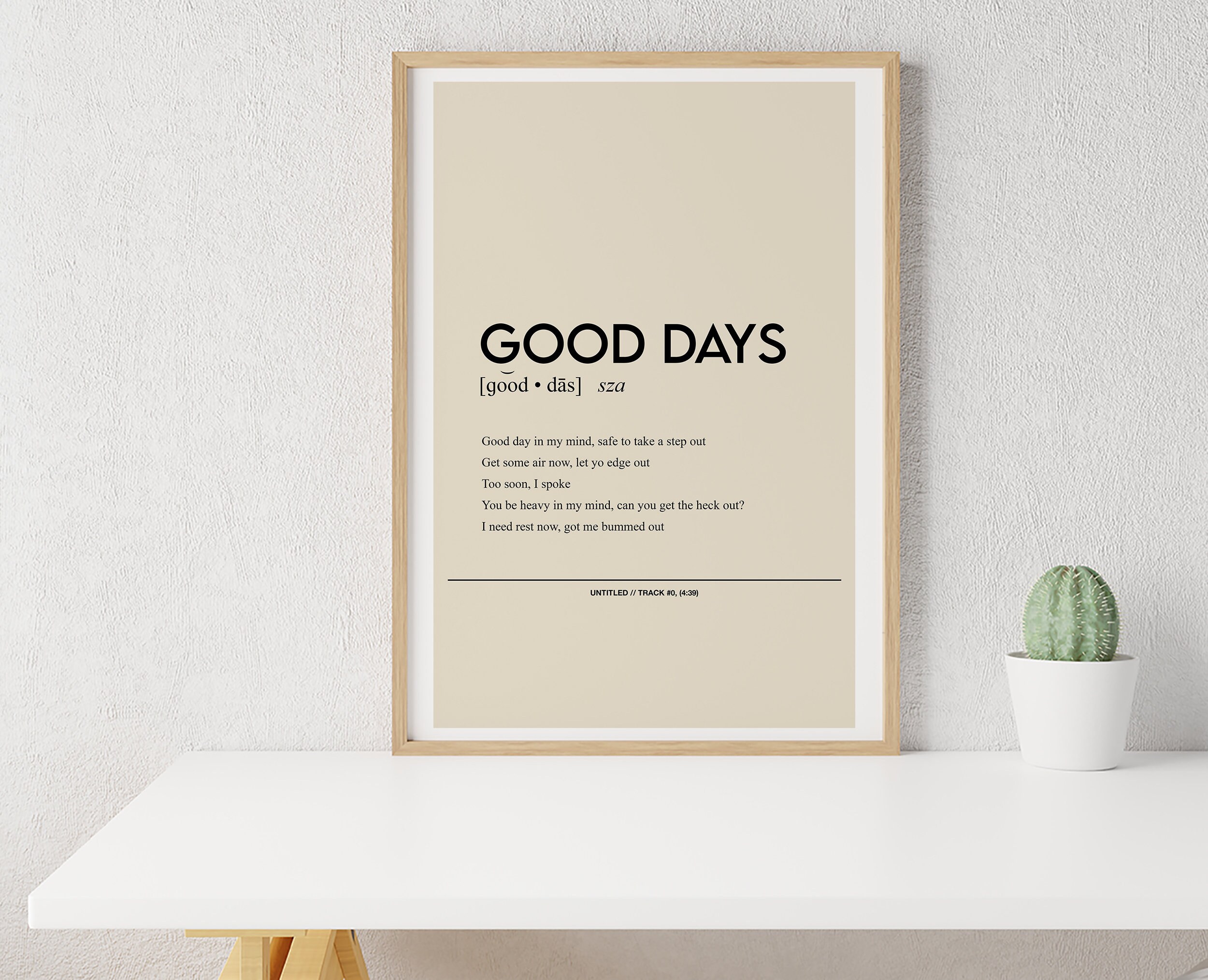 SZA Good Days / Lyric Poster / Wall Art / Home Decor - Etsy