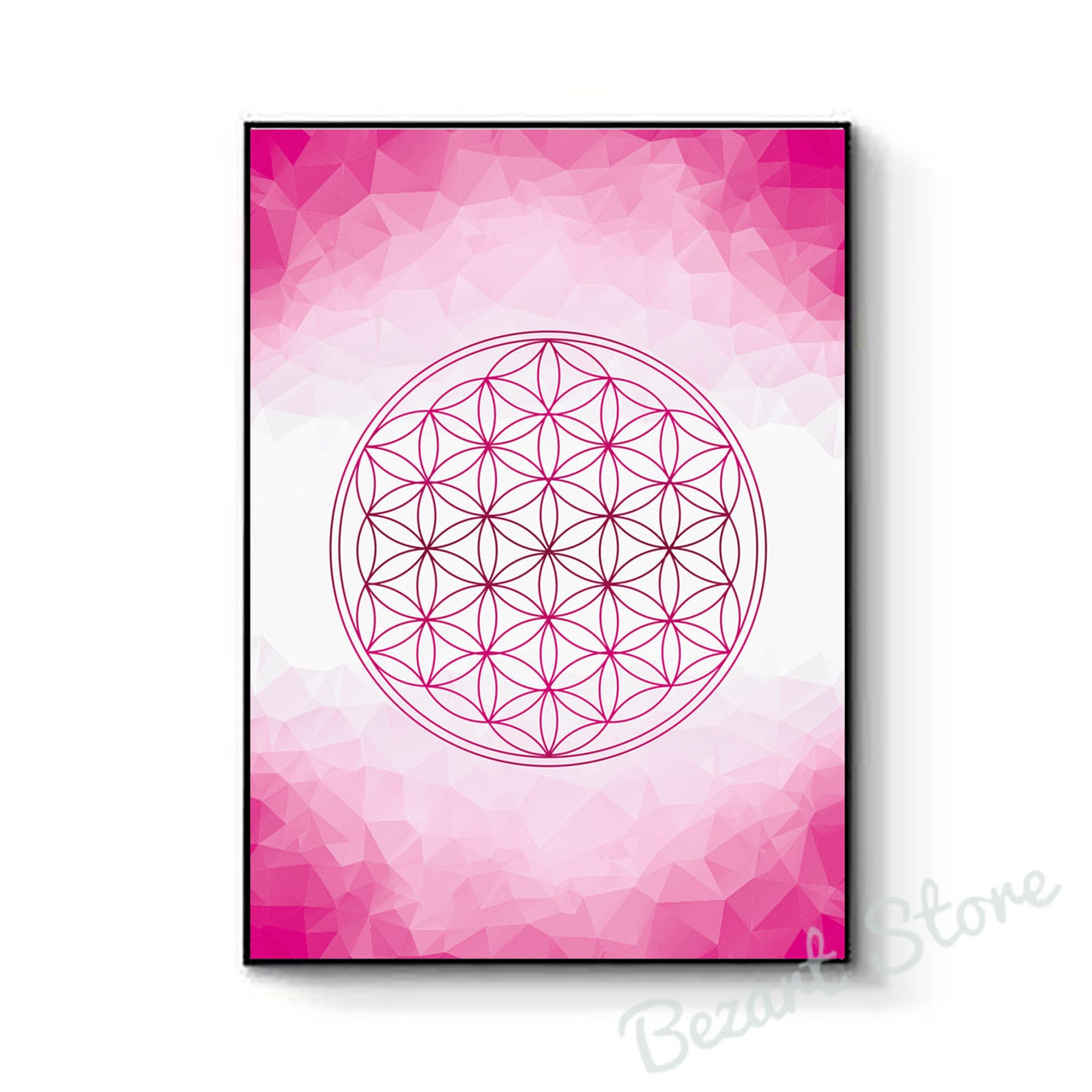Flower of Life, Printable Poster, Pink Art Print, Pink Flower, Sacred ...