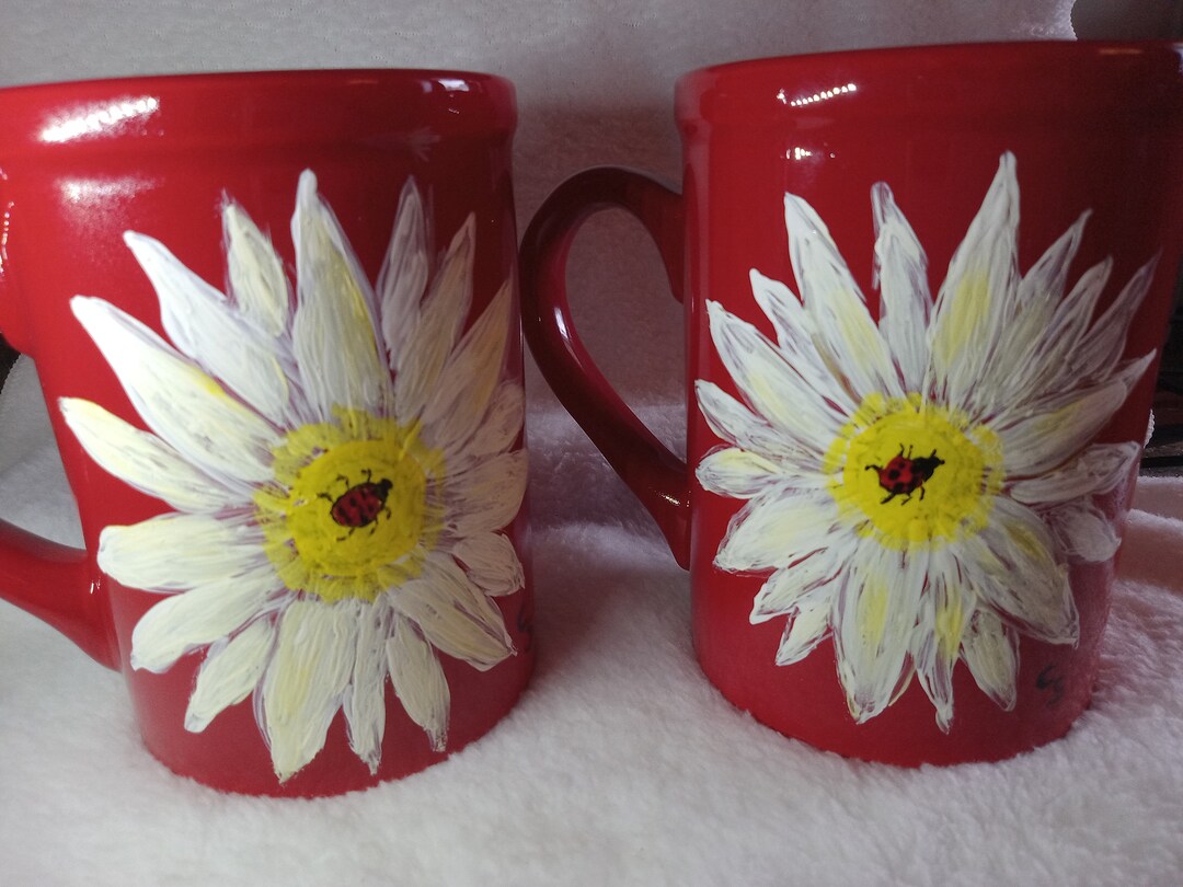 Set of 2 Hand Painted Coffee Mugs - Etsy