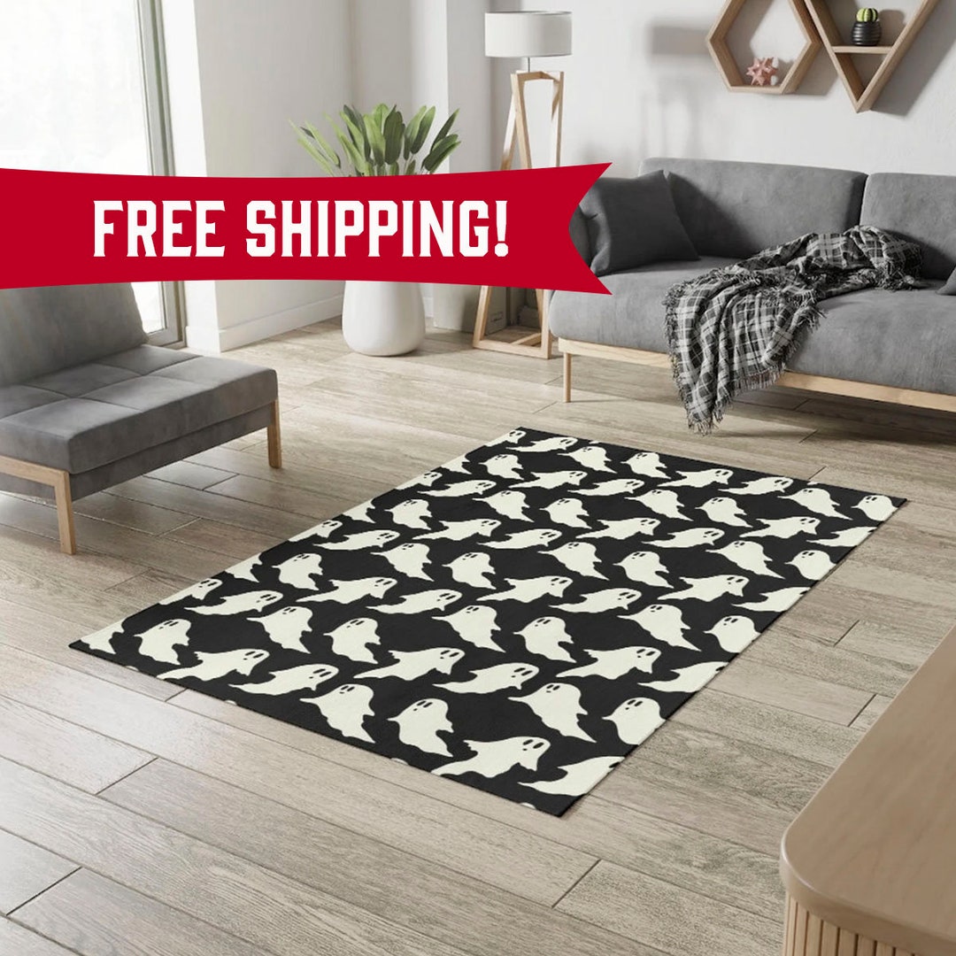 Halloween Ghost Rug Low-profile Area Rug Ghost Rug Black - Etsy