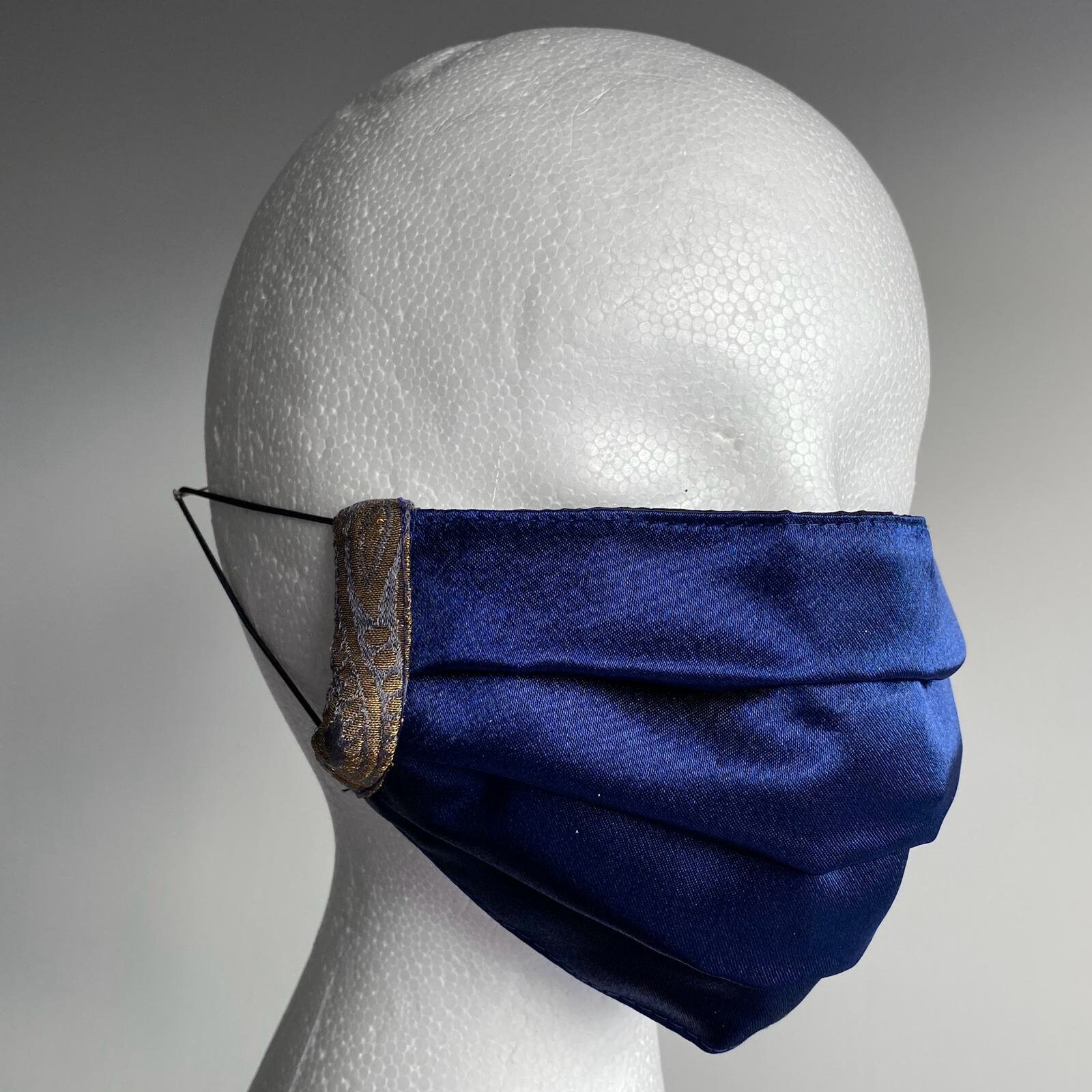 Luxury Royal Blue & Face Mask Gold Satin Silk Wedding Birthday - Etsy