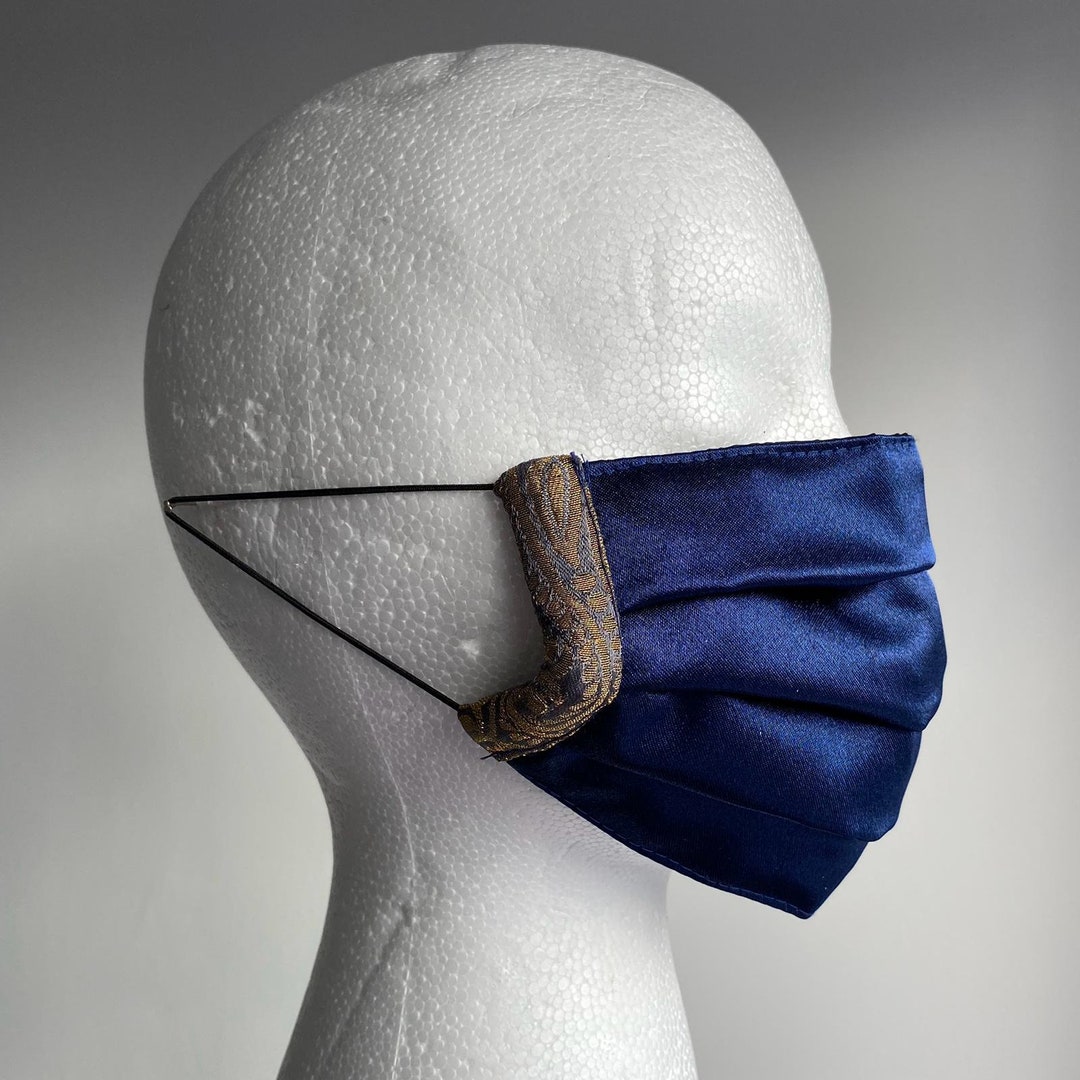 Luxury Royal Blue & Face Mask Gold Satin Silk Wedding Birthday - Etsy
