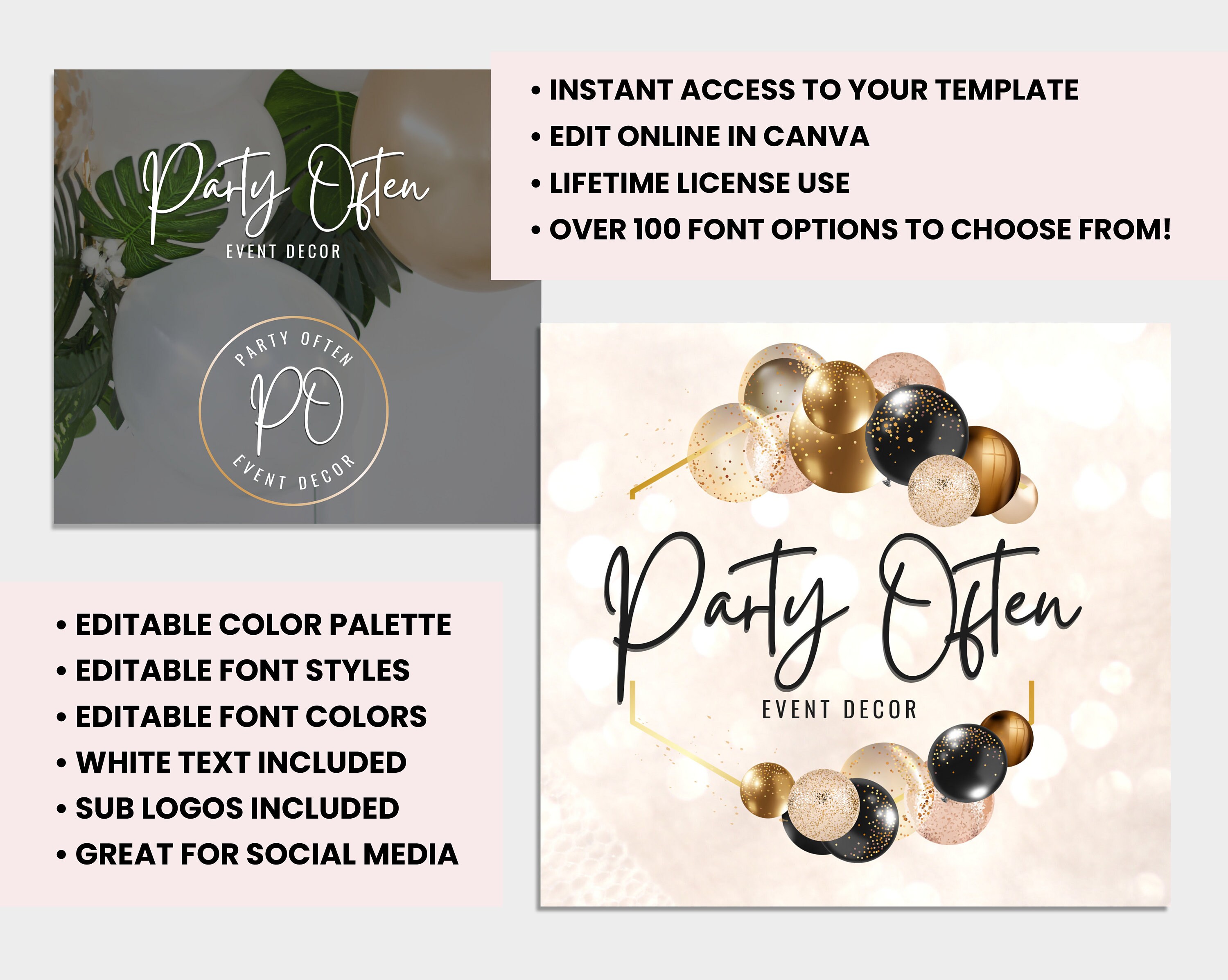 Party Often Logo Template Balloon Circle Logo Business Logo Events Logo ...